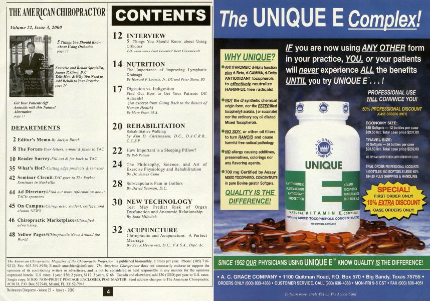 Table of Contents | The American Chiropractor | March 2000