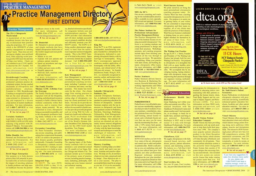 Practice Management Directory | The American Chiropractor | March/April ...