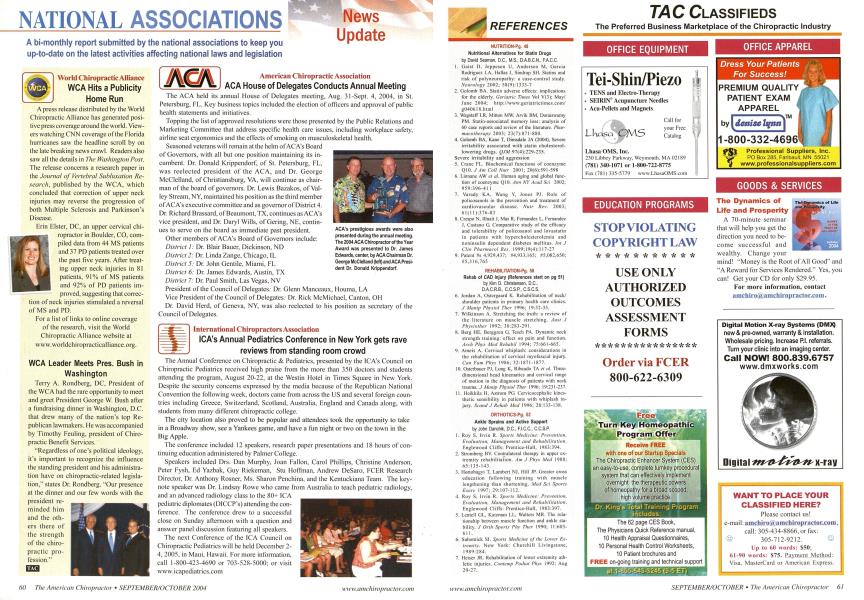 NATIONAL ASSOCIATIONS | The American Chiropractor | September/October 2004