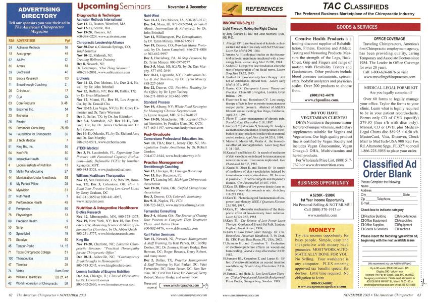 Advertisement | The American Chiropractor | November 2005