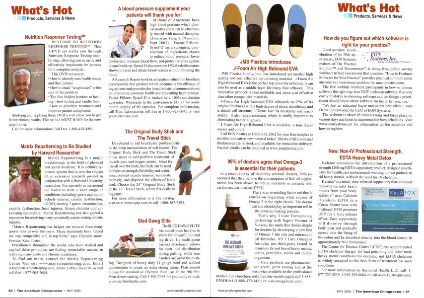 Advertisement | The American Chiropractor | May 2008