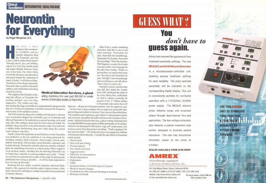 Neurontin for Everything | The American Chiropractor | January 2009