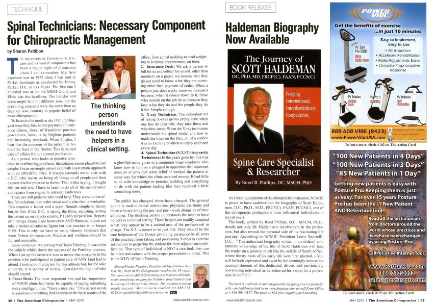Haldeman Biography Now Available | The American Chiropractor | May 2010