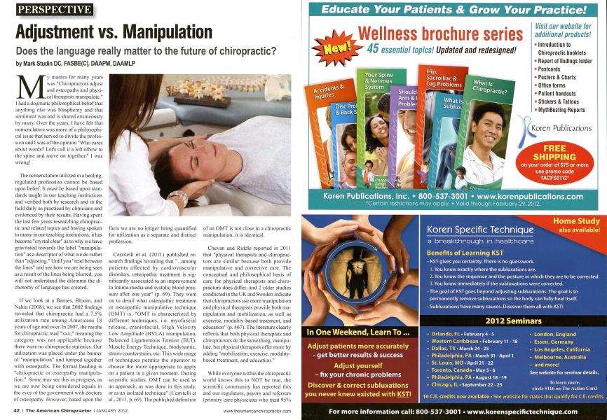 Adjustment vs. Manipulation Does the language really matter to the ...